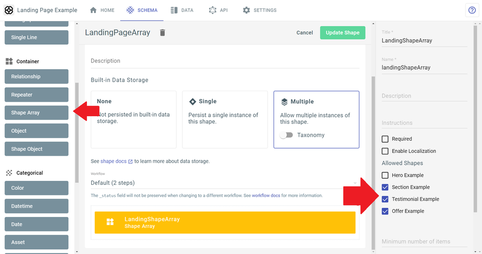 Creating a Landing Page with Shape Arrays | TakeShape