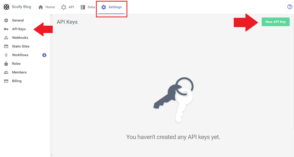 Creating an API Key | TakeShape